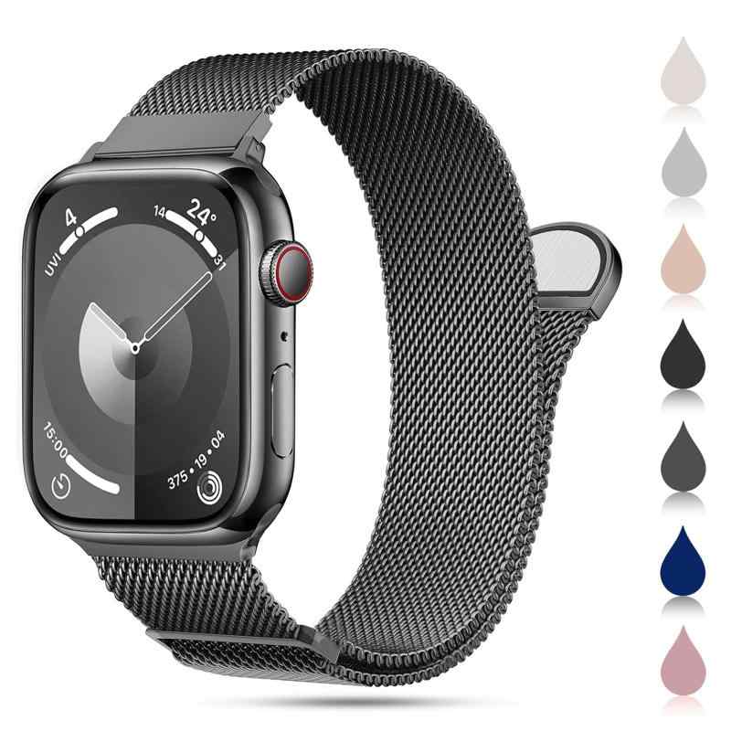 [CAERMA] コンパチブル アップルウォッチ バンド 38mm 40mm 41mm 42mm 44mm 45mm 46mm 49mm コンパチブル Apple Watch バンド ステンレス留め金製 男女兼用 長さ調節 強力な磁 通気 ...