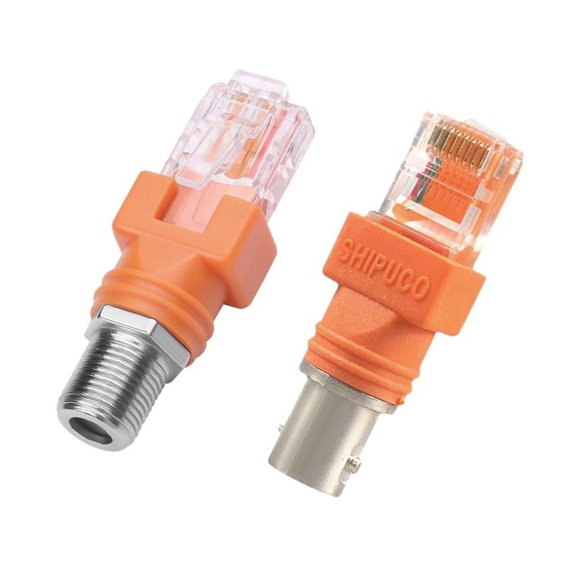 TVETE F-RJ45変換アダプター RFからRJ45変換アダプター rj45 コネクタ【2個入り】同軸ビデオケーブル変換コネクタ Fメス/BNCメス インチFヘッド バレルカプラー 同軸ストレートコネクター オレン【製品仕様】パッケージ...
