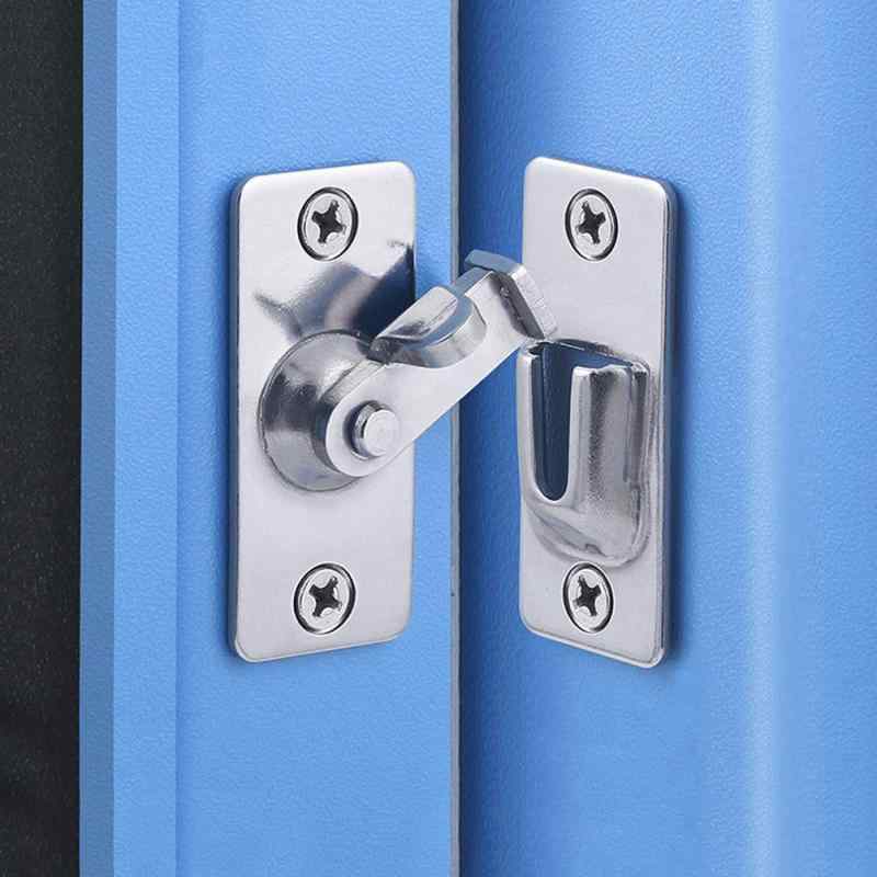 ドア掛け金ラッチ90度、プッシュ/スライド/納屋のドア、サテンニッケル用ステンレス鋼安全角度ロックラッチ材質：プレミアムSus-304ステンレス鋼製で、ステンレス鋼は頑丈で耐久性があり、耐湿性と防腐性があり、取り付けが簡単な取り付けハードウ...