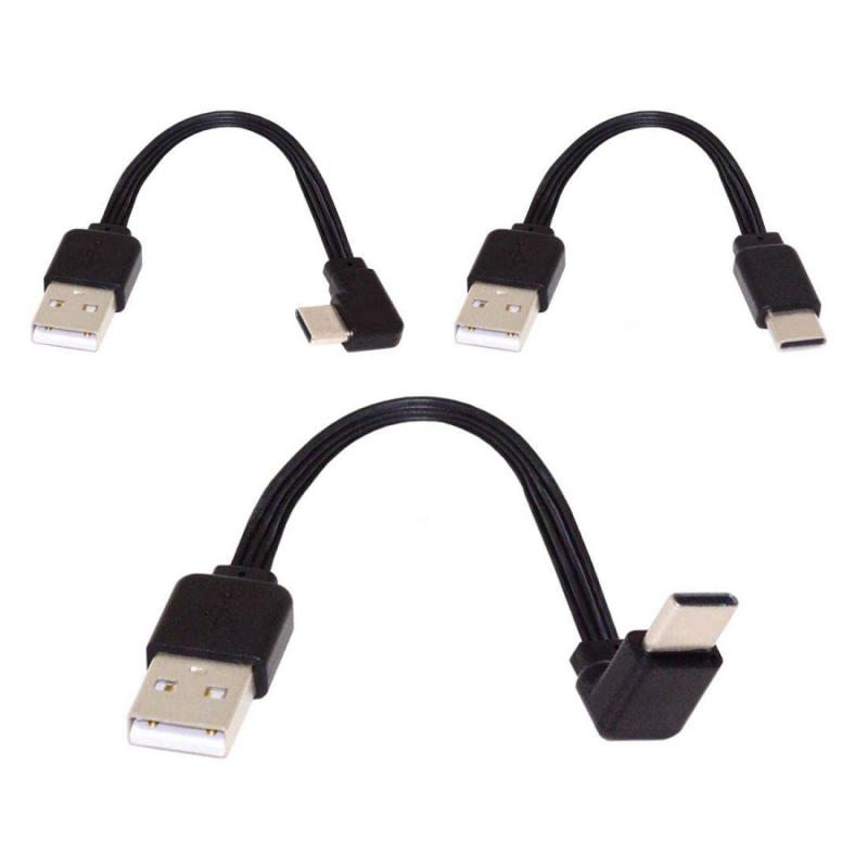 chenyang USB 2.0 Type-A オス - USB-C Type-C オス 角度付きデータ フラット スリム FPC ケーブル FPV ディスク 電話用 3本/セット 13cmこのケーブルを使用すると、USB接続でデバイスを接...