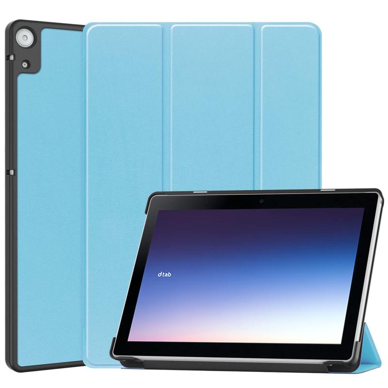 Gosento For NTTドコモ dtab d-51C / SHARP AQUOS SH-T04C 10.1インチ 2025年新型 ケース スタンド機能付き 開閉式三つ折薄型スタンドケース PUレザー カバー (スカイブルー）