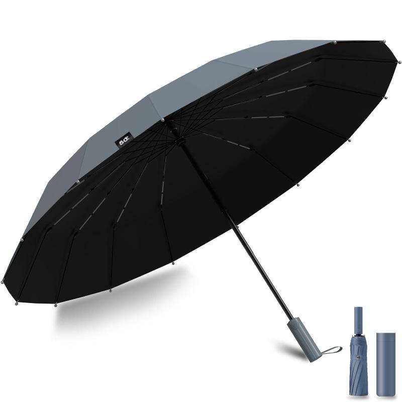 折りたたみ傘【最新・頑丈な16本骨・晴雨兼用】 ワンタッチ自動開閉 折り畳み傘 大きいサイズ 傘 メンズ 強風に強い 超撥水 頑丈 豪雨対応 男子日傘 uvカット 遮光 遮熱 紫外線遮蔽 折畳傘 自動開閉機能: ワンタッチで傘を簡単に開閉で...