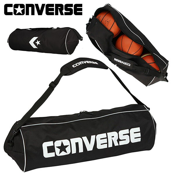■商品コメント &nbsp; コンバース CONVERSE ボールケース 3個入れ C2301032 バスケットボール7号球まで対応する3個入れのボールケース。 ・サイズ：W70×H26×D26CM ・素材：ポリエステル 1900-ブラック...