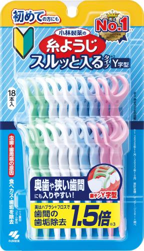 歯間の汚れを清掃する持ち手付きフロス 虫歯・歯周病の原因となる歯間の食べカス・歯垢をしっかり除去 奥歯や狭い歯間にも入りやすい 奥歯に使いやすいY字型 原材料: 柄の材質:ポリプロピレン、糸の材質:ポリエチレン