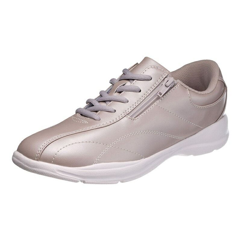 優しい風合いの、ベージュが新登場!＜女性向け・外側ファスナー付き＞普段履きとして、ウォーキング用としてもおススメな、女性向け軽量シューズ。マットな光沢感が綺麗で、シンプルなデザインです。お出掛け等のきちんとした装いにも馴染みます。◆かかとの...