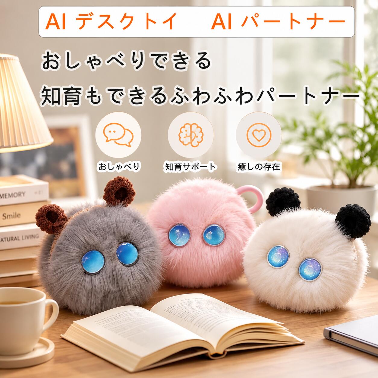 製品仕様サイズ 約 幅9cm × 高さ8cm × 奥行7cm 材質 ポリエステル100%、プラスチック、電子部品 バッテリー 1200mAh (便利なType-C充電式) 接続方法 Wi-Fi (専用アプリ連携必須) カラー ブラック/グレ...