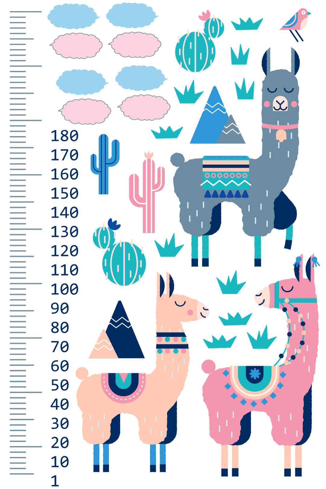 ウォールステッカー 身長計 メモ付き 記念 目盛り 子供部屋 動物 北欧 90×60cm シール式 装飾 おしゃれ 壁紙 はがせる 剥がせる カッティングシート wall sticker 雑貨 ガラス 窓 DIY プチリフォーム★身長計全デ...