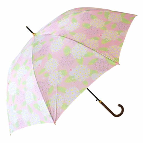 MKNオリジナルテキスタイル/風に強くて丈夫な耐風傘 まあるい白い「コデマリ」のお花の中に白文鳥さんがくっついている、ペールトーンの水彩風プリント。 優しい色合いのピンクと、くすみブルーの2色展開です。 傘を留めるネームバンドにはシリーズ共...