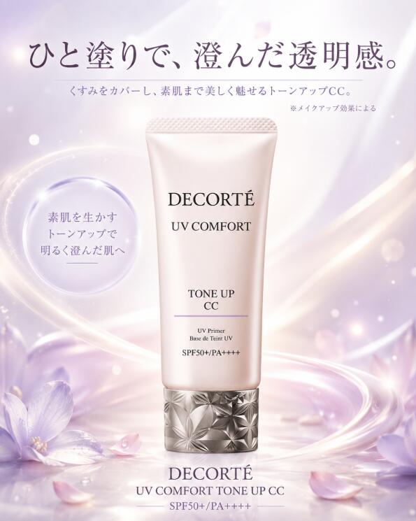 コスメデコルテ UV コンフォート トーンアップCC 10 lavender rose 粉感のない薄膜が色ムラを自然にカバーし、透明感のあるツヤ肌へ仕上げるトーンアップUVです。 10 lavender rose は、透明感と血色感を引きだ...