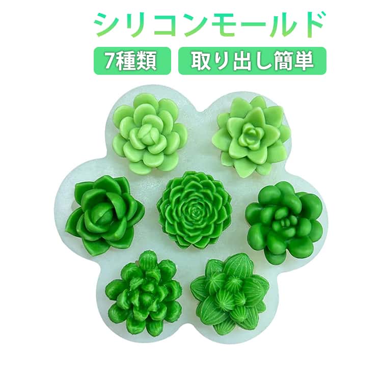 立体の多肉植物が作れるシリコンモールドです。リアルで可愛い7種類の多肉植物が作れます。高品質シリコン素材採用し、初心者でも扱いやすく、繰り返し使用可能。ペンダント、キーホルダー、チャーム、手作り小物、などのDIY手芸を製作できます。UVレジ...