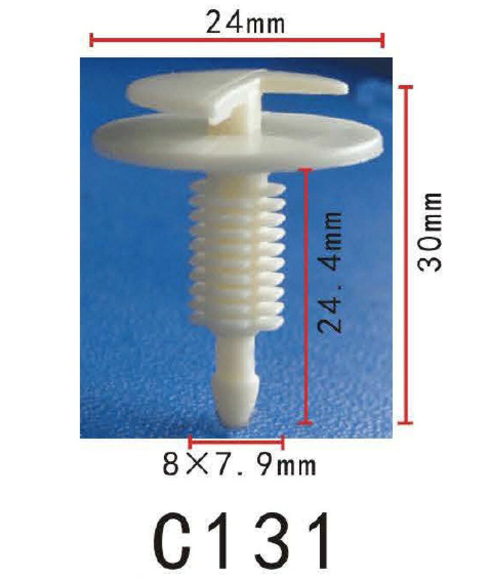 商品番号 : PF-C131 商品説明： ・注意： 適応について、図面に示している寸法で独自ご判断下さい。・材質： ナイロン・販売個数： 10個・純正品番 :Ford #387496-S・