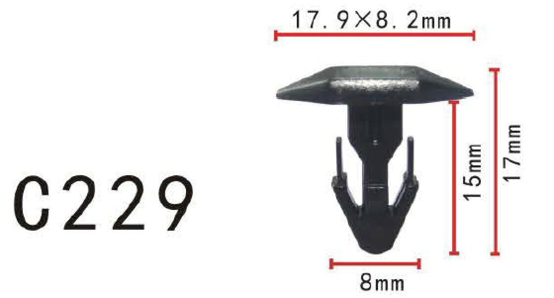 商品番号 : PF-C229 商品説明： ・注意： 適応について、図面に示している寸法で独自ご判断下さい。・材質： ナイロン・販売個数： 10個・純正品番 :91515-SR3-000・