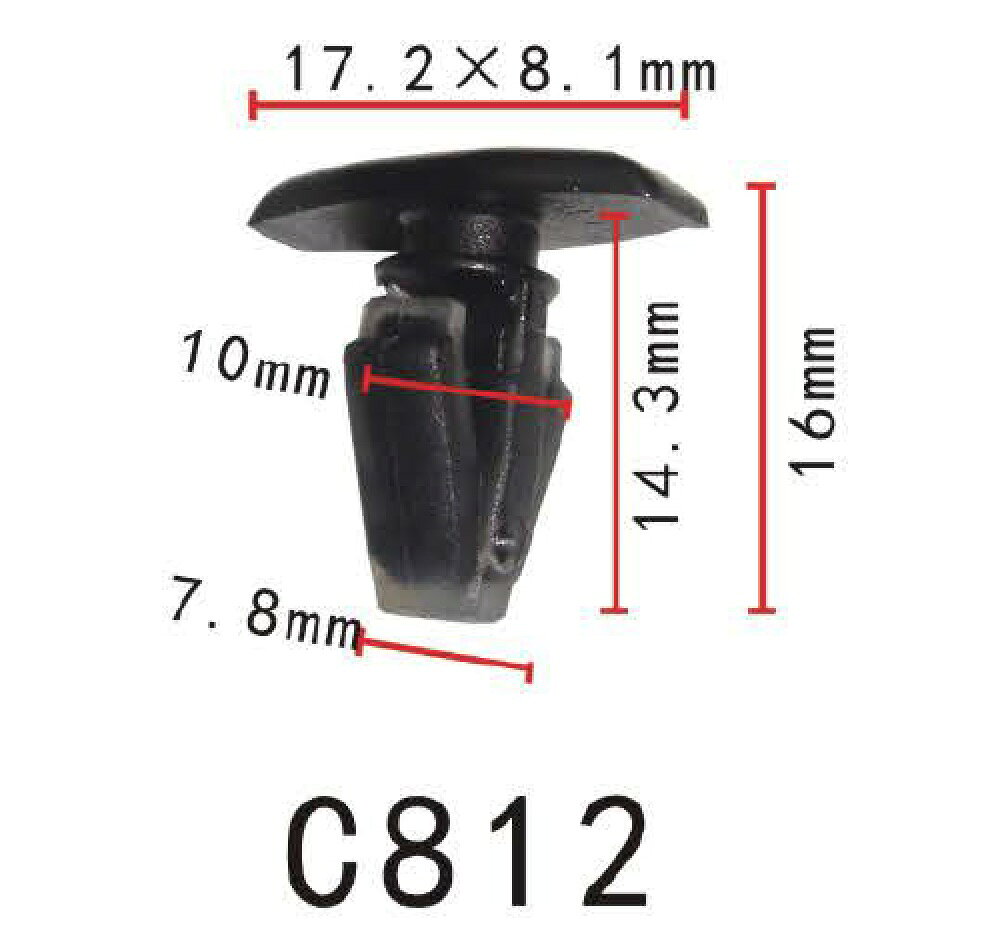 商品番号 : PF-C812 商品説明： ・注意： 適応について、図面に示している寸法で独自ご判断下さい。・材質： ナイロン・販売個数： 10個・純正品番 :90467-06092・