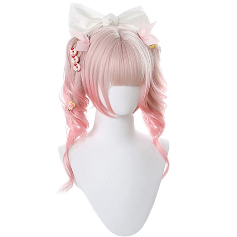 ロリータ ウィッグ ゴスロリ 原宿風 GAL系 コスプレ カツラ 耐熱 ボブ ツインテール ピンク メッシュ 森ガール ゆめかわいい お姫 小顔 パーティー ハロウィン 仮装 日常 かつら wig前髪：つむじから約15cm　後髪：40cm　...