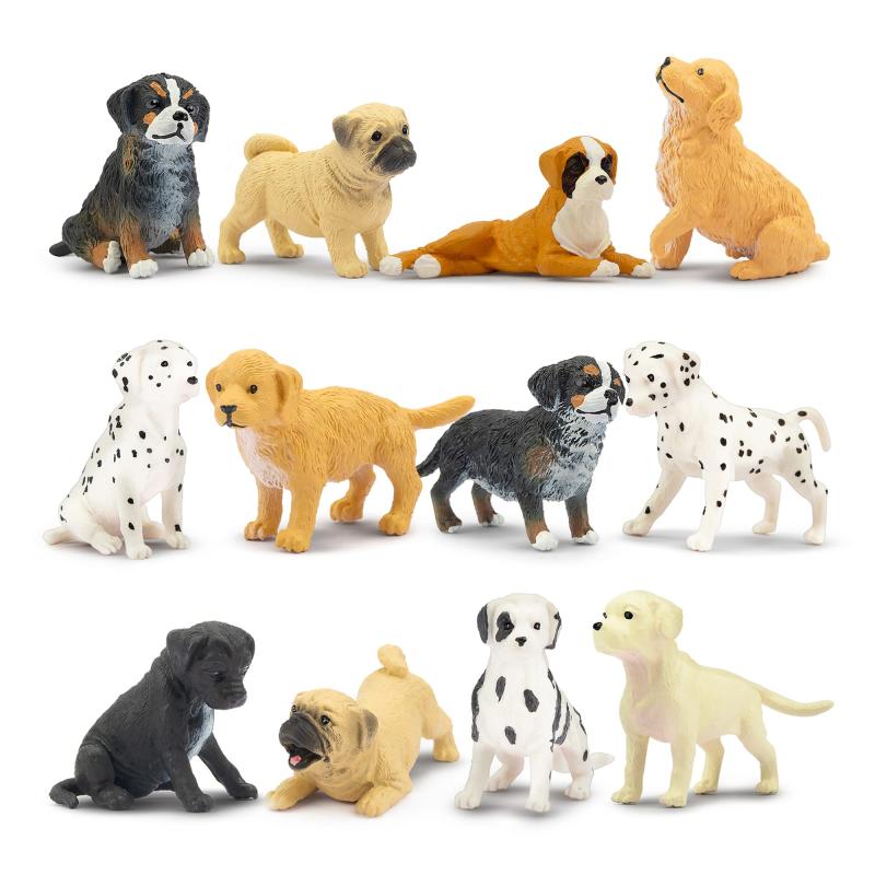 TOYMANY 12PCSミニ犬フィギュア ミニ動物フィギュア 動物玩具セット 犬モデル リアルな動物模型 犬おもちゃ 人気動物 誕生日プレゼント クリスマス 新年 飾り物 コレクション 6歳以上豊富なセット内容・12PCS：グレート・デー...