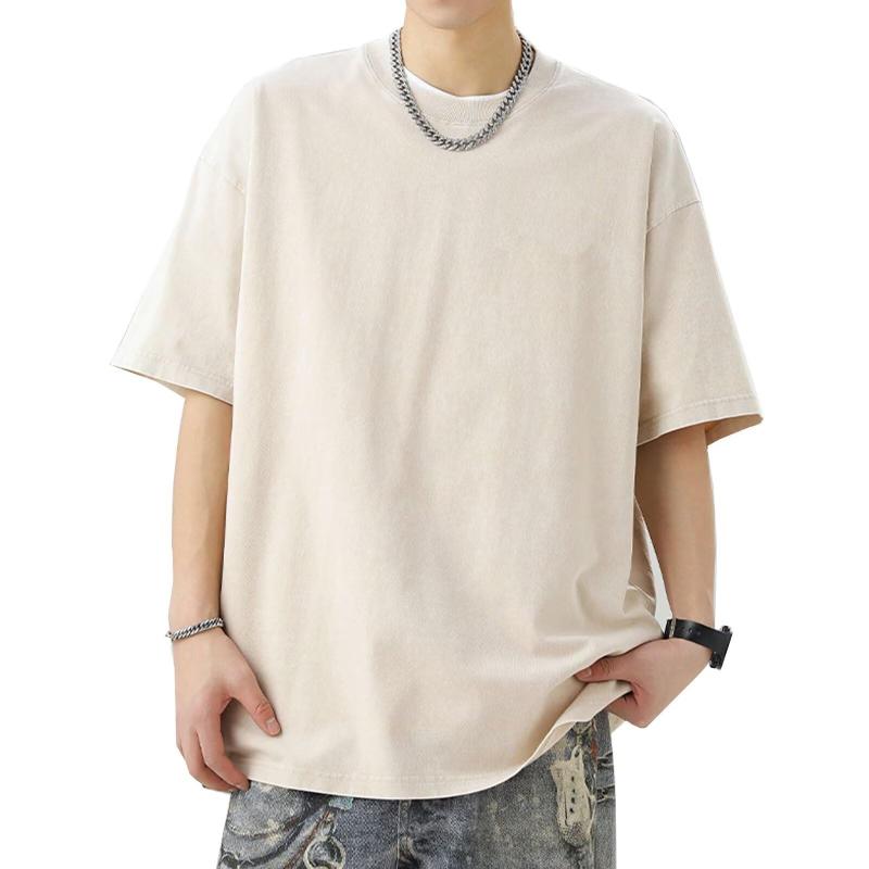 [Yeagio] レトロTシャツ メンズ 大きいサイズ 半袖 ビッグシルエット ウォッシュ加工 ヴィンテージ加工 ビッグt 綿100% カットソー ゆったり スノウォッシュ 夏服 無地【レトロな風合い】「スノウォッシュ加工」を施した綿100...