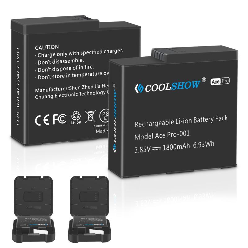 COOLSHOW Insta360 Ace/Ace Pro バッテリー交換用 1800mAh 2個 Insta360 Ace/Ace Pro カメラと互換性があります📷【互換性】COOLSHOW Insta360 Ace P...