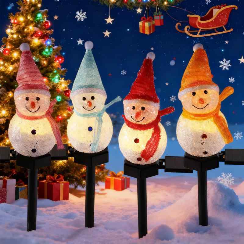 Holubec 雪だるま ソーラーライト 4点セット クリスマス 飾り 屋外 ガ ーデンライト 防水 ソーラー 自動点灯消灯 省エネ 置物ライト クリスマスイルミネーション 埋込み式 お祝い 装飾品 庭 パ【完璧なクリスマスデコレーション】...