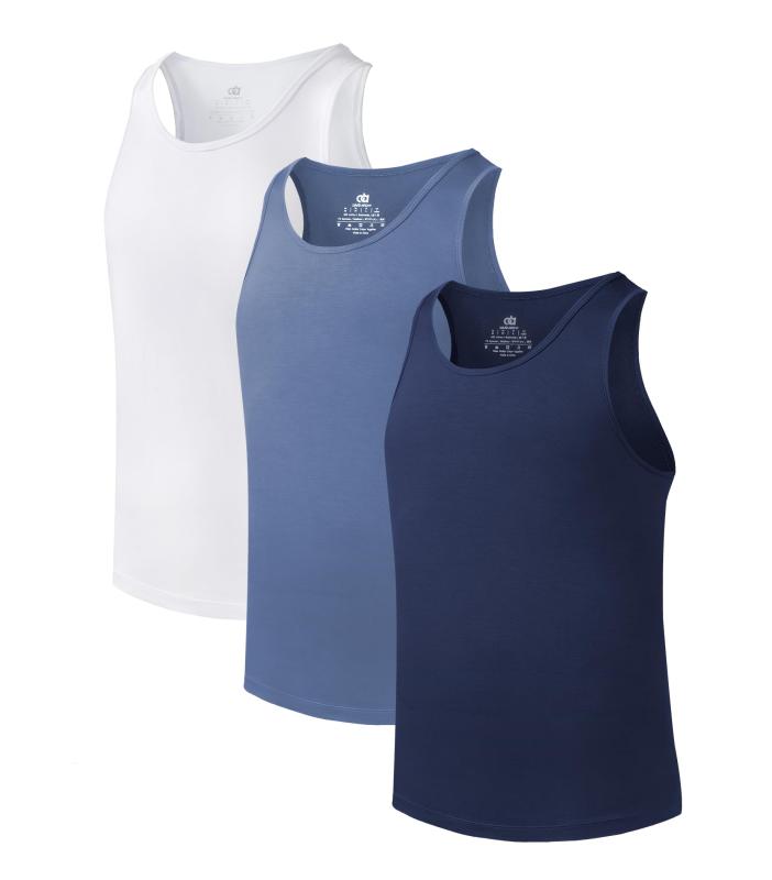 [DAVID ARCHY] タンクトップ メンズ 竹繊維 肌着 クルーネック 防菌防臭 通気性 吸汗速乾 伸縮性 筋トレ トレーニング インナーシャツ 3枚セット DAMDDT22005【爽やかな着心地】天然の竹繊維を使用し、驚くほどの柔ら...