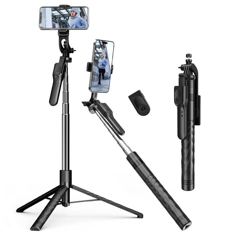 Strelitsia 自撮り棒【2025年革新版・多機能リモコン搭載】スマホ三脚 最大110cm&amp;7段階伸縮・360°回転 軽量・コンパクト・ 三脚安定モデル ミニ テーブル三脚 セルカ棒 携帯撮影＆生ライブ配【多機能自撮り棒＆スマ...