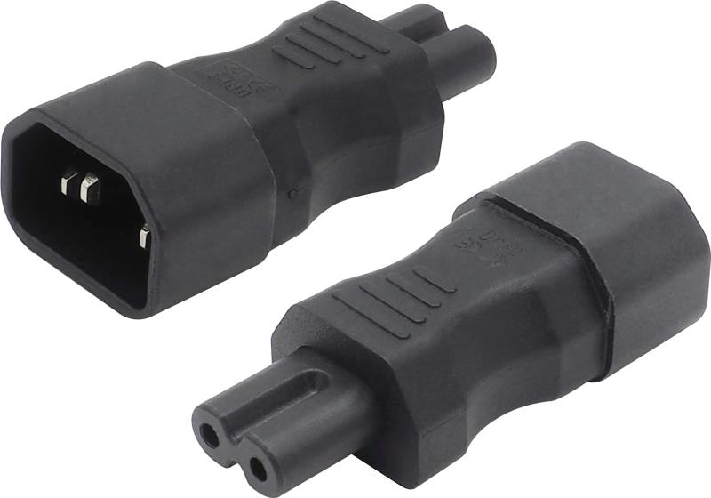 オーディオファン 電源プラグ 変換コネクタ オス - メガネ プラグ メス C14 - C7 L字 変換 プラグ 90 L degree