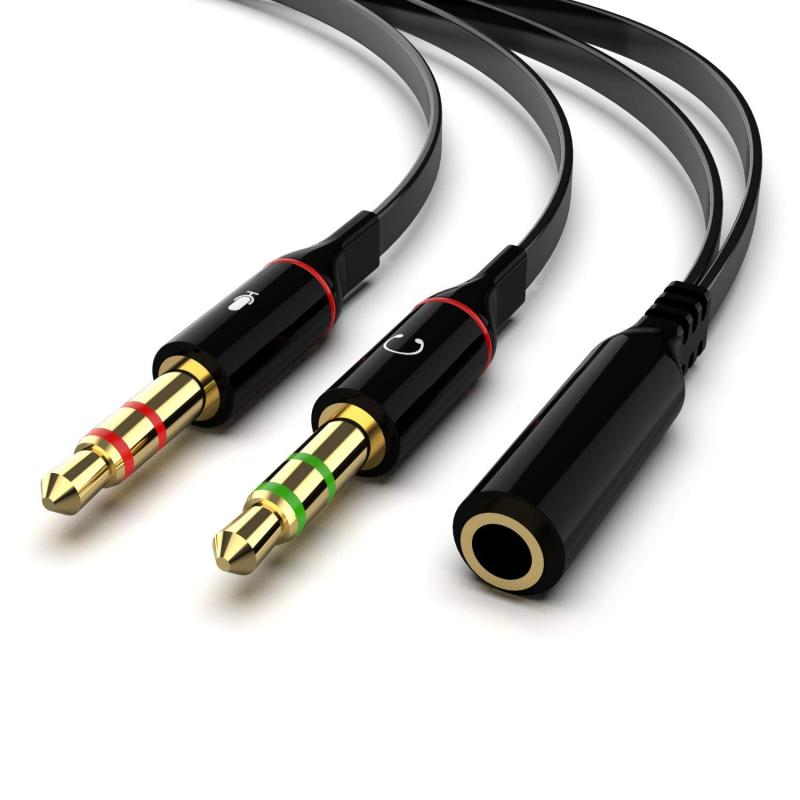 オーディオ分配ケーブル BEADY ステレオ ミニプラグジャック 変換ケーブル 3.5mm 4極(メス)-3.5mmステレオミニ(オス)+マイク入力(オス)