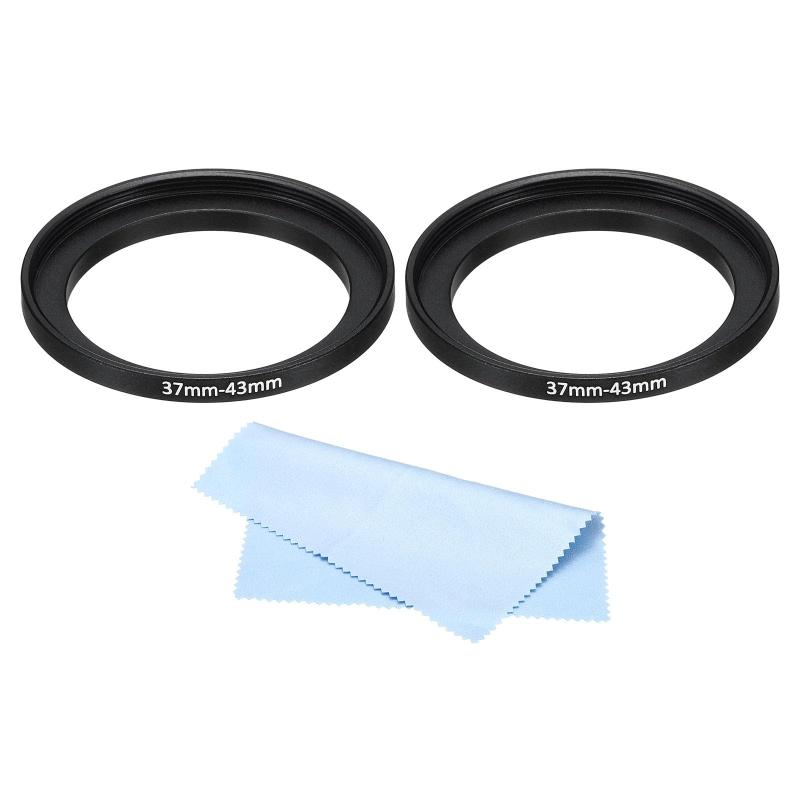PATIKIL 43 mm-39mm メタルステップダウンリングとクリーニングクロス 2個セット カメラレンズフィルターアダプターリング アルミニウム製フィルターアダプターリング カメラレンズフード用 仕様：カラー：ブラック；素材：アルミニ...