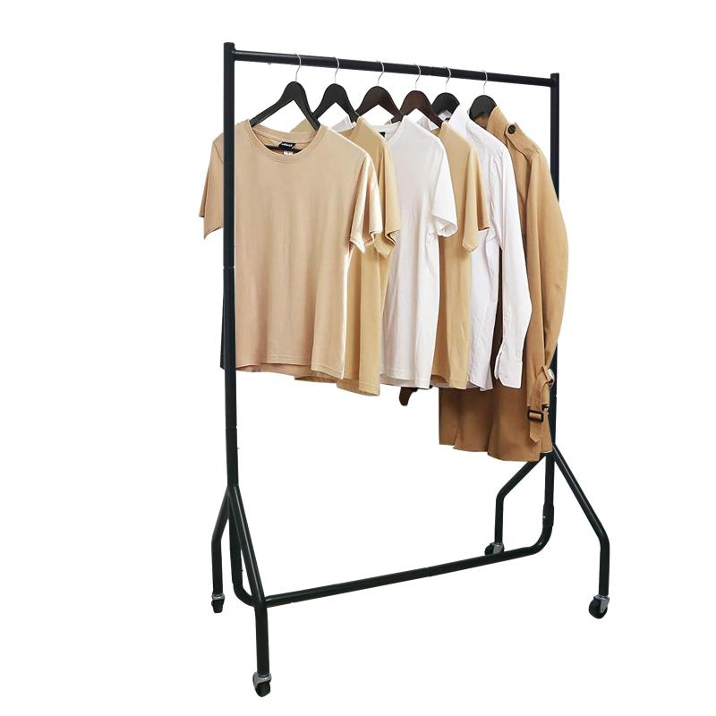 NEESEEYEE ハンガーラック 洋服ラックパイプハンガー 全体耐荷重80kg 頑丈 キャスター付き シングル 黒 大容量 おしゃれ 洋服掛け パイプハンガー 服掛け 衣類 押入れ 室内干し