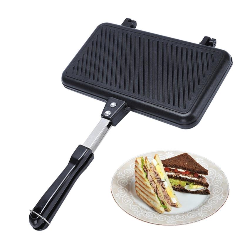 ホットサンドメーカー ホットサンドイッチクッカー 直火 ホットサンドトースター 両面焼き ガス火対応上熱伝導率良い 下分離型 ホットグリル 直火 アウトドア キャンプ 朝食 おやつBBQ ササイズ: 約 24*3*35.5 センチメートル/...