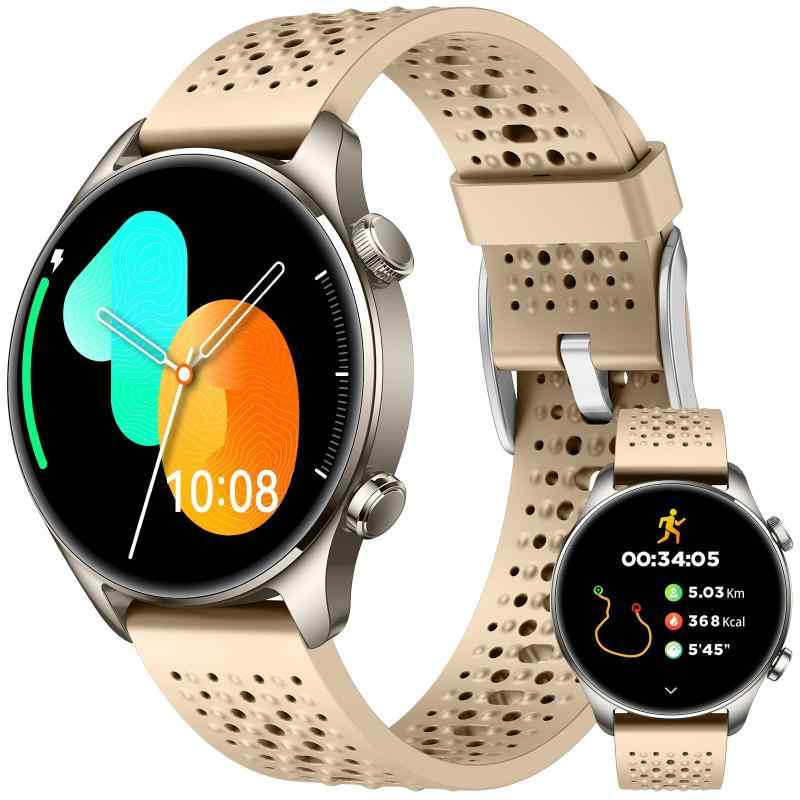Zolovip スマートウォッチ GPS 1.43インチ HD AMOLED タッチスクリーン、3ATM防水 スリープモニター、100種類以上のスポーツモード対応【3ATM防水スマートウォッチ（内蔵GPS）】