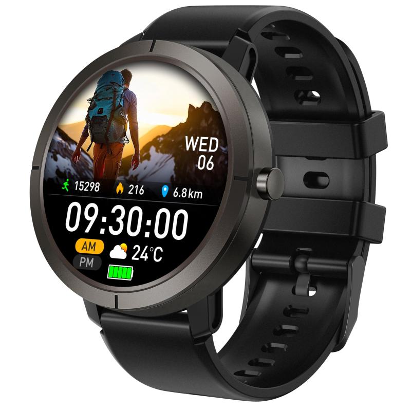 スマートウォッチ 丸型 メンズ 1.32インチsmart watch iPhone対応&amp;アンドロイド対応 通話機能 音楽再生Line/SMS/Twitter着信通知 Bluetooth5.3 大容量長持ちバッテリー 文字盤設定 5A...