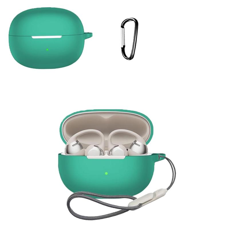 For SHOKZ OpenDots One ケース カバー （カラビナ付き+ストラップ付き ） シリコン収納ケース 落下防止 キズ防止 耐衝撃 装着充電可能 防水 防塵 SHOKZ OpenDots One 用 ケース カバー