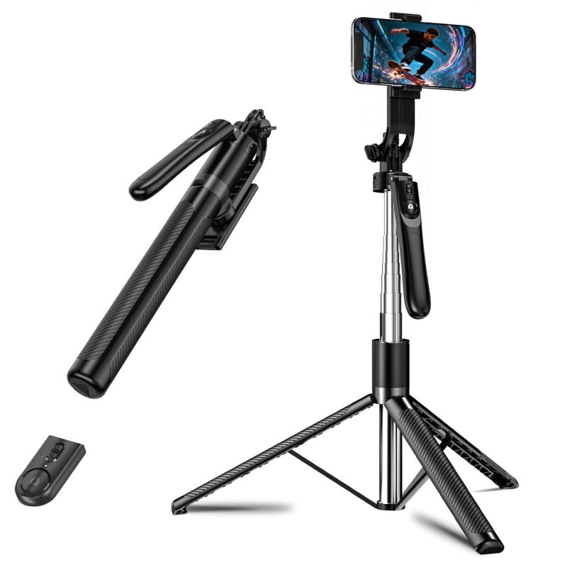 スマホ 三脚 自撮り棒 長い 180cm以上 スマホスタンド 【設計強化180cm &amp; 充電式リモコン】1/4ネジ付き じどり棒 カメラ 一脚/三脚 360°回転 コンパクト iPhone＆Androidに対応【底部のボタンを押すだ...