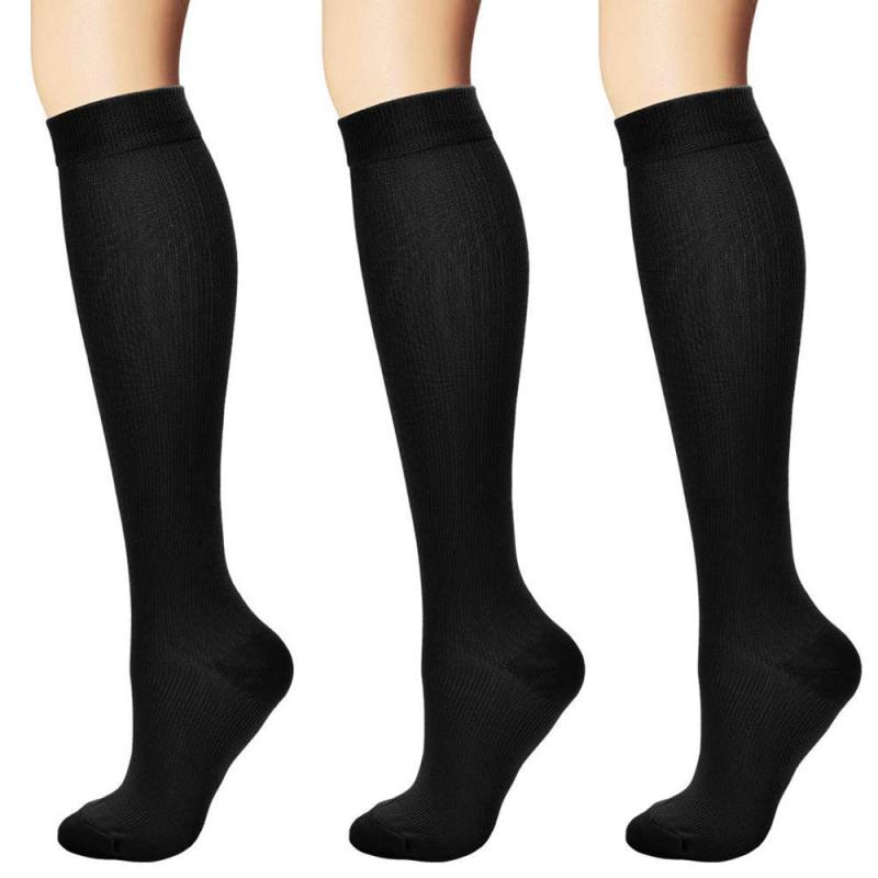 [NANOOER] 着圧ソックス [ 3組 ] ハイソックス 弾性ストッキング オフィス レディース メンズ 加圧 着圧靴下食い込みにくく、かつ滑り落ちにくい幅の試作を重ねました。別ゴムの縫いつけではないため、生地同様伸縮に富み、立ったりし...