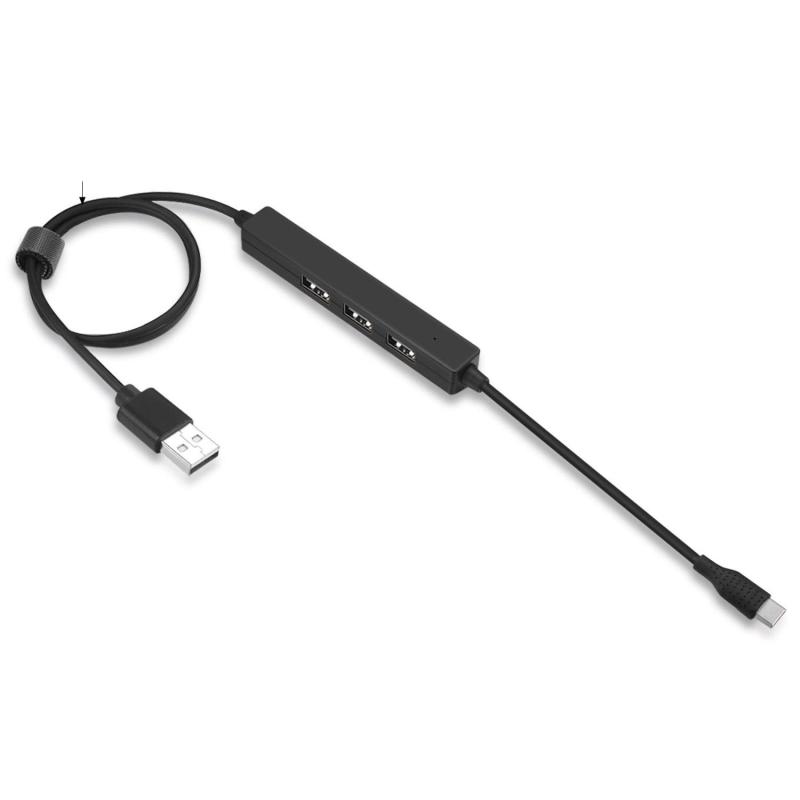 Cablecc 5Gbps USB 3.0デュアルポートハブケーブルバス電源（ノートパソコン、マウス、フラッシュディスク用）USB2.0コンボケーブルを使用すると、USBポートを備えたラップトップを3つの標準USBデバイスとUSB-C充電ケ...