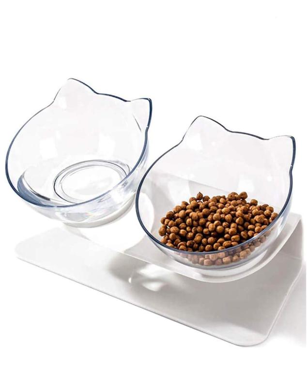Exodar ペットボウル 猫 えさ 皿 犬 食器 猫 食器 猫 フードボウル 猫 皿 ダイニングテーブル ペットボウルスタンドセット ダイニング フードボール ペット食器 2個セット【猫工学設計】15°斜めペット猫 えさ 皿なので、猫の負...