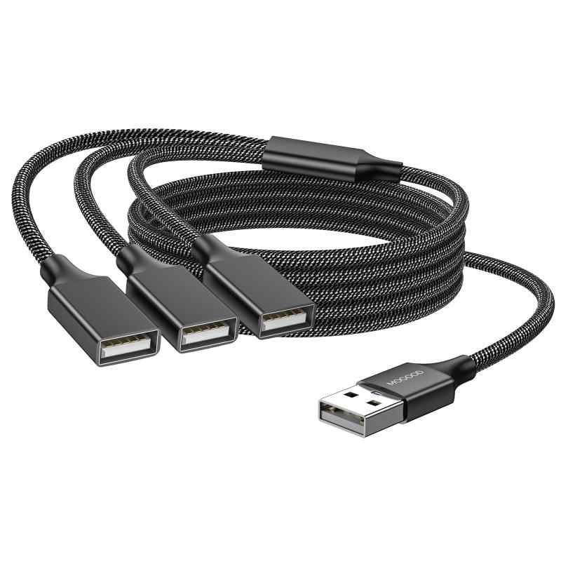 MOGOOD 3-in-1 USB分岐器ケーブル、USB電源分岐器1オス3メスUSB 2.0アダプタ1-3 USB分岐器USB拡張ケーブルUSBマルチポート充電/データ転送/ノートパソコン/Mac
