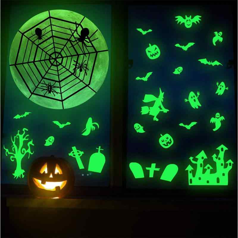 ハロウィン飾り 夜光ステッカー 静電ステッカー ウォールステッカー 壁紙 蛍光シール 蝙蝠 コウモリ 魔女 蜘蛛 雰囲気作り 防水加工 貼ってはがせる 蛍光 シール ステッカー ハロウィーン 【ハロウィン ウォールステッカー】 ハロウィン ...