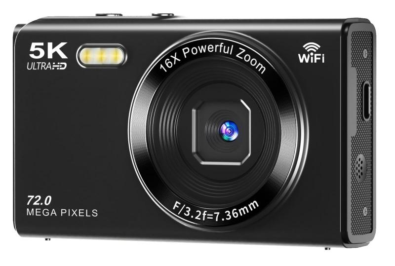 YULINJIA デジタルカメラ 5K デジカメ スマホに送れる WIFI転送機能 7200万画素 オートフォーカス機能 16倍デジタルズーム LEDライト ウェブカメラ 2.8インチデイスプレイ バッテリー2枚付属 子供【WIFI転送機能...
