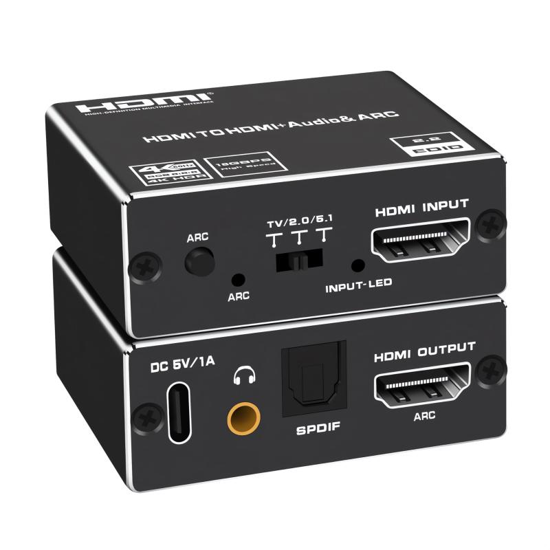 HDMI音声分離器 ARC対応 4K@60Hz 光デジタルSPDIF + 3.5mmジャックステレオ音声出力アダプター HDMIオーディオコンバーター HDCP 2.2対応 DTS 5.1 / PCM