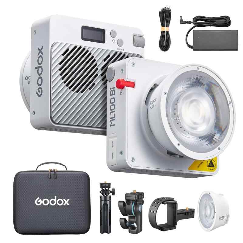 Godox ML100Bi Kit1 ポケット LED ビデオライト 120W バイカラー写真フィルライト 2800K-6500K CRI97+ TLCI98+ APP コントロール 11 種類の照明効果 Godox マウント【より軽く、よ...