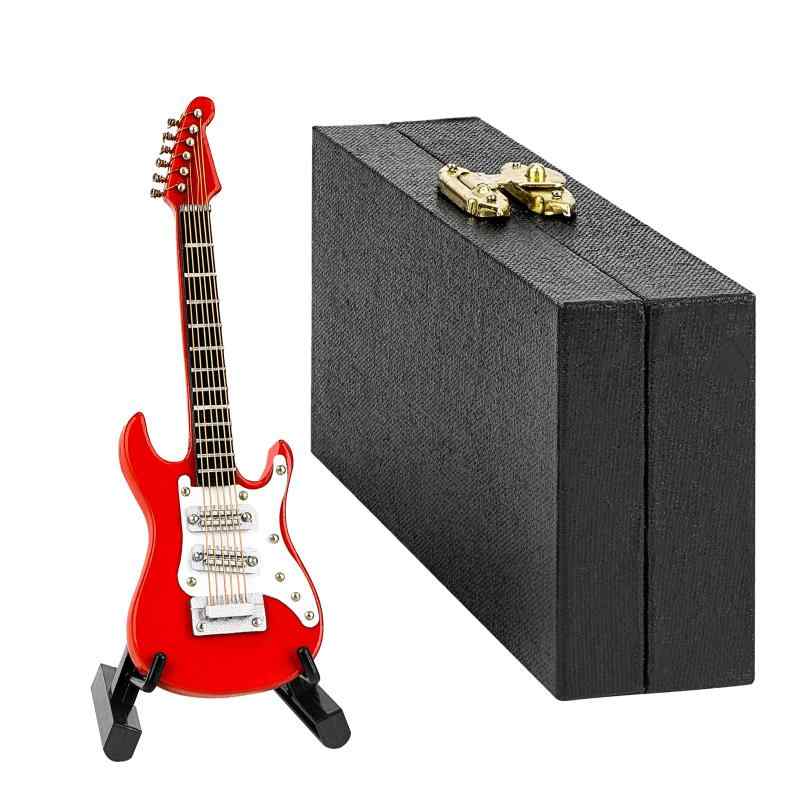 Musiin Miniature Guitar with Stand and Case, Mini 6 Strings Guitar Musical Instruments Miniature Dollhouse Model Home De...