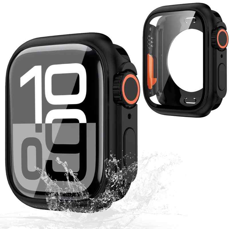 BUITFOU Apple Watch カバー Series 9/8/7 45mm 対応 アップルウォッチ カバー 360°防水ケース 数秒でUltra一体型 装着簡単 耐衝撃 全面保護 Apple Watch ケース対応（45mm，ブラッ...