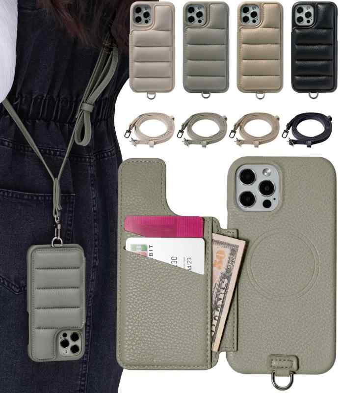shinyle for iphone対応 ケース ショルダー スマホケース マグセーフ対応 ストラップ付き カード 収納 いphone 耐衝撃 あいふおん ショルダー かわいい おしゃれ 背面 手帳型 いpほね 携帯 あいほ【for iph...