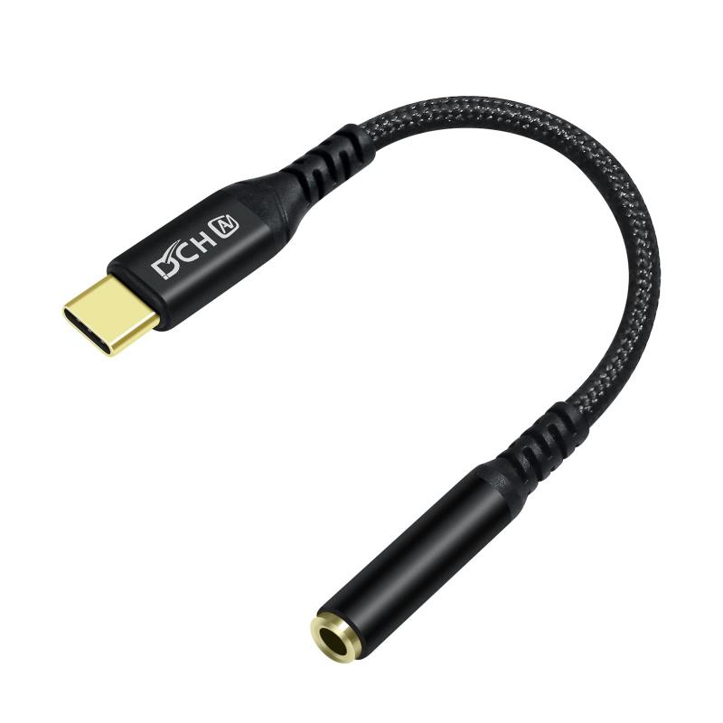 DCHAV USB オーディオ 変換 アダプタ ケーブル USB C イヤホンジャック ヘッドフォンジャック 変換 Type-C 3.5mm ステレオミニ端子 TRRS/4極 USB 変換 ナイロン編み DACチップ付き 24bits/96...