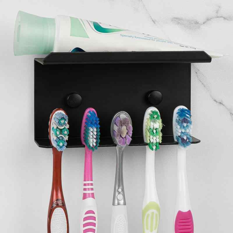 Linkidea Wall Mounted Toothbrush Holder, Aluminum Electric Toothbrushes Holder, Self-Adhesive Electric Toothbrush and To...