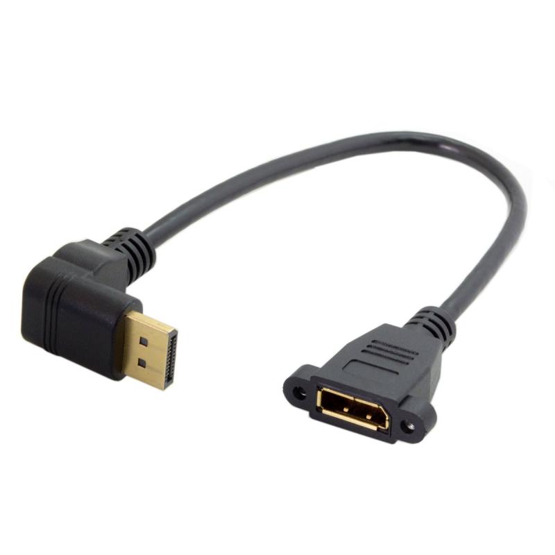 chenyang 4K DisplayPort延長ケーブル 0.98フィート DisplayPort 1.2オス-メス 90度直角延長ケーブル ネジ穴付き