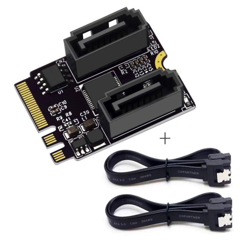 chenyang Mini PCIE to 2 SATA 3.0 Extension Card Adapter for Motherboard SATA Hard Drive Port Extension