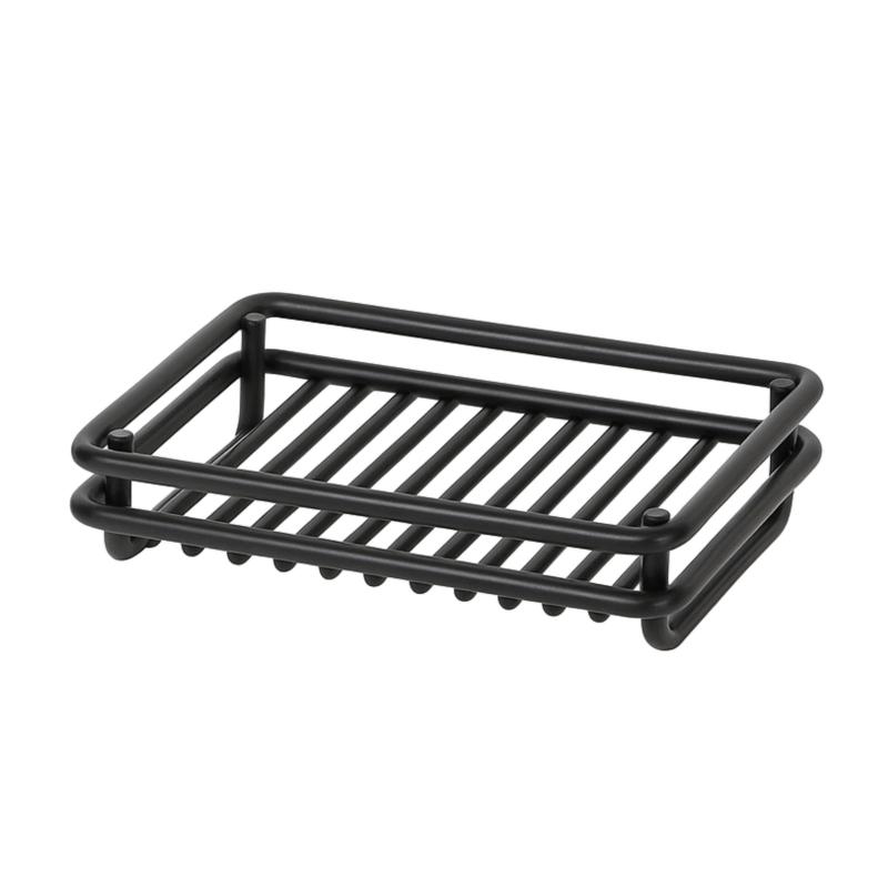Creative Home Metal Wire Soap Dish Tray Rust-Resistant Iron Bathroom Holder with Black Powder Coating Bar Soap Rack for ...