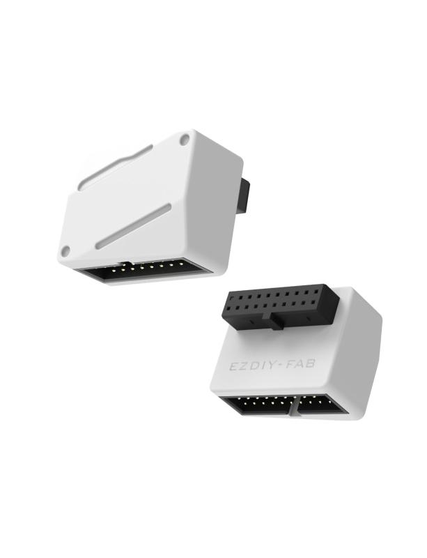 EZDIY-FAB USB 3.2 Gen1 19ピン L字 90度 直角アダプター 内部USB3.0ヘッダー用 オス-メス マザーボード接続 フロントパネルUSB-A拡張 省スペース 配線改善 高耐久 PCケース対応 白